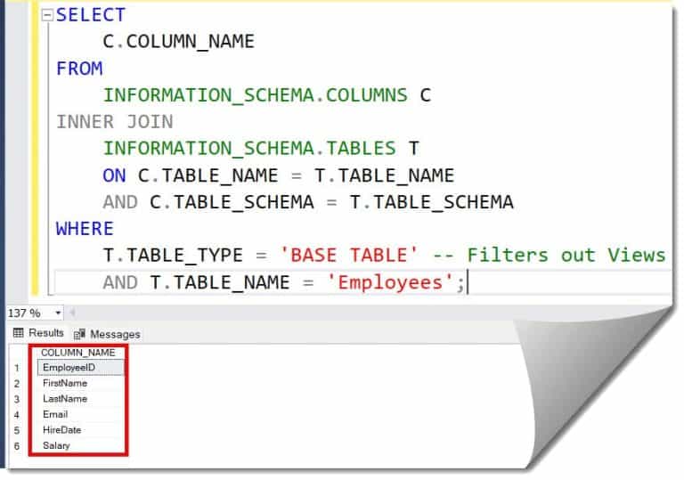 SQL Query to Get Column Names from Table in SQL Server - SQL Server Guides